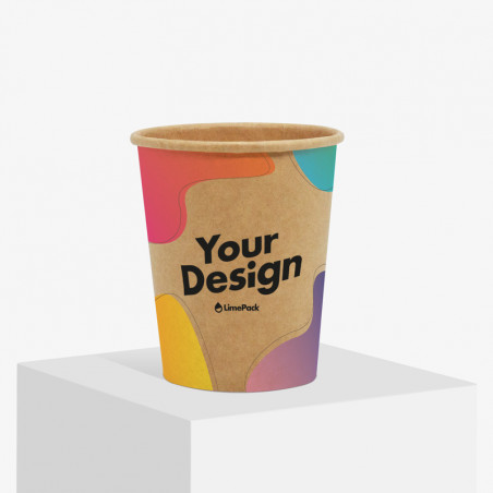 Kraft single wall paper cups with all over full colour print